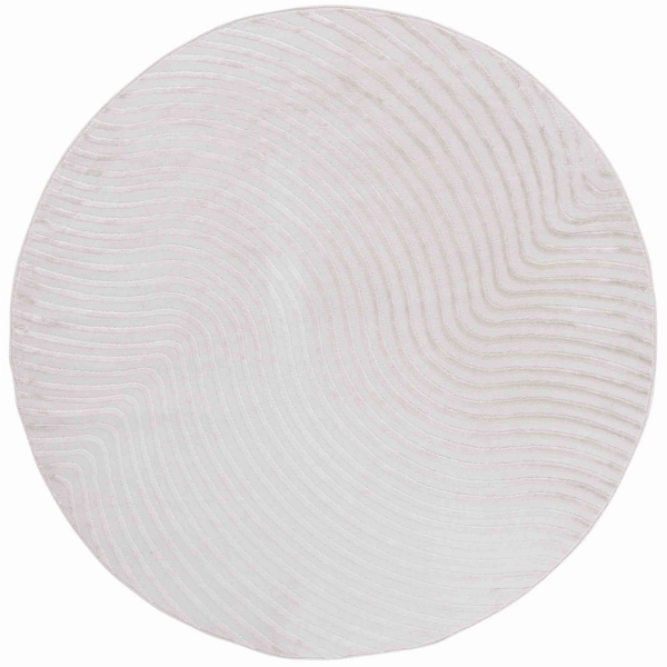 Ivory Mirlinda Contemporary Round Area Rug, 6x6 | Kirklands Home