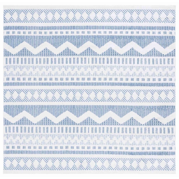 Blue & White Mira Bohemian Square Rug, 6x6 | Kirklands Home