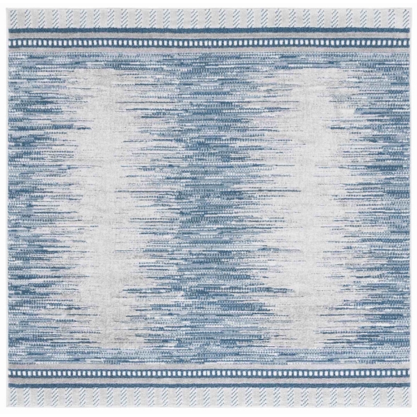 Blue & White Abstract Bohemian Square Rug, 6x6 | Kirklands Home