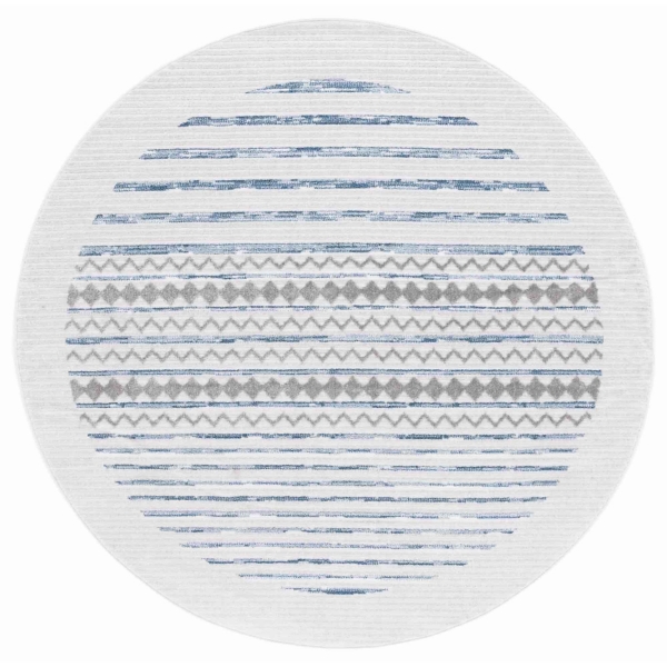 Ivory & Blue Albert Geometric Round Rug, 6x6 | Kirklands Home
