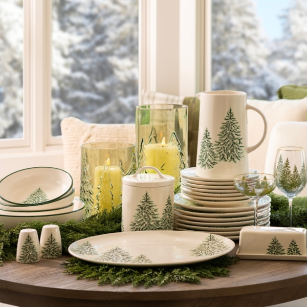 Evergreen Trees Embossed Serving Platter | Kirklands Home