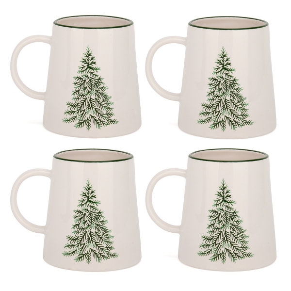 Evergreen Trees Embossed Mugs, Set of 4 | Kirklands Home