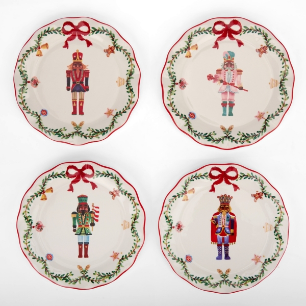 Jolly Nutcracker Wavy Salad Plates, Set of 4 | Kirklands Home