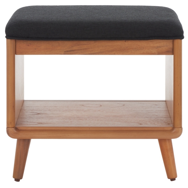 Black Upholstered Margie Open Shelf Bench | Kirklands Home