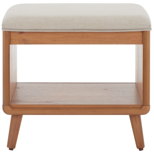 Cream Upholstered Margie Open Shelf Bench | Kirklands Home