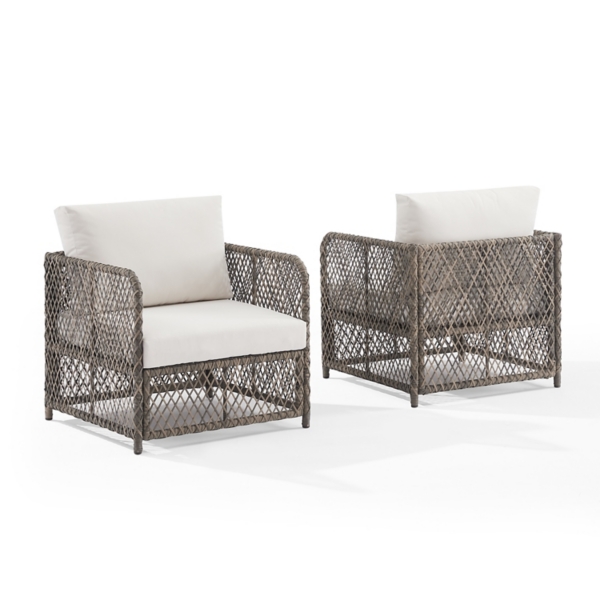 Gray Wicker Outdoor Chairs with Cushions, Set of 2 | Kirklands Home