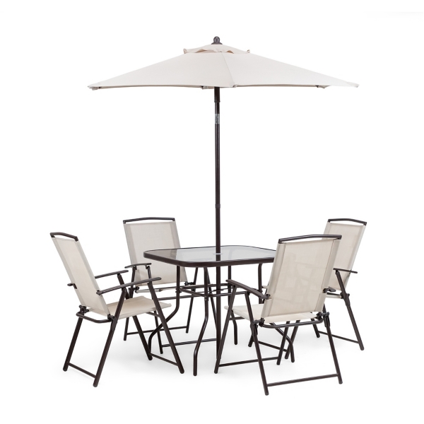 Beige 6-pc. Outdoor Patio Set with Umbrella | Kirklands Home