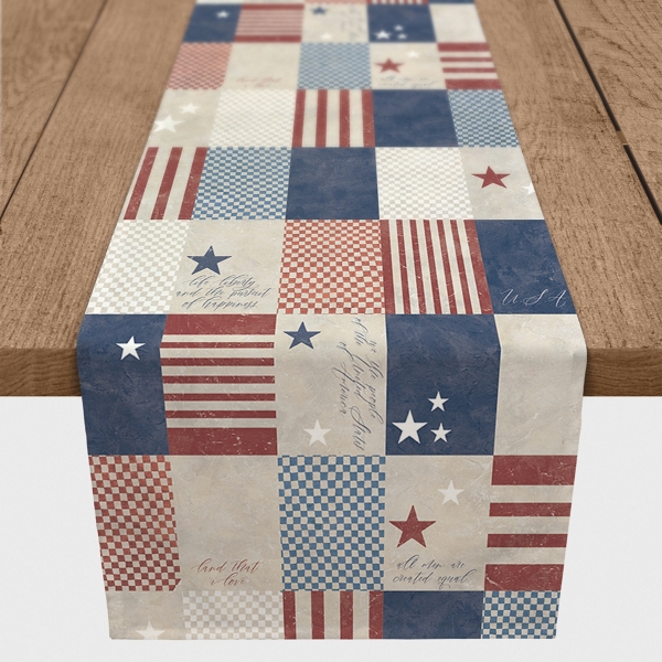4th of July Patchwork Checker Table Runner, 90 in. | Kirklands Home