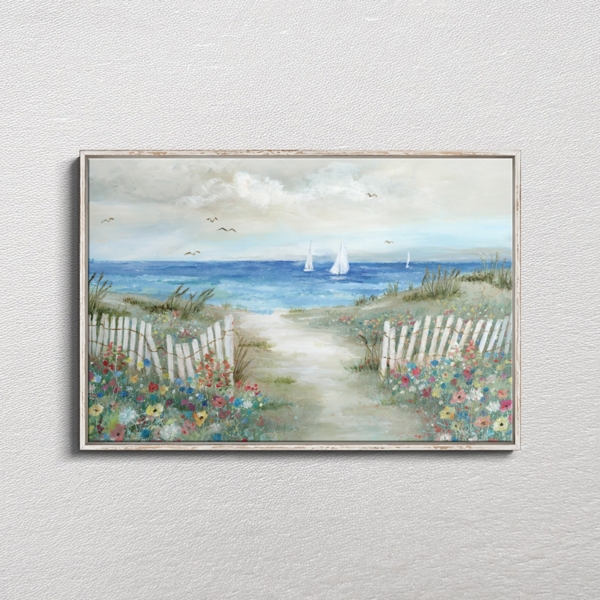 Coastal Garden White Frame Canvas Art Print, 26x18 | Kirklands Home