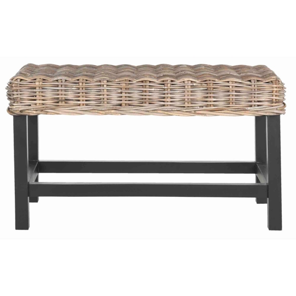 Graywash Woven Rattan Zula Bench | Kirklands Home