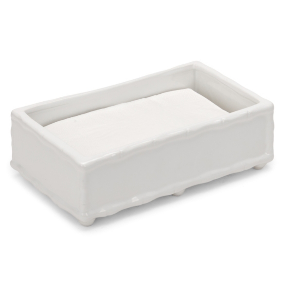 White Ceramic Bamboo Rectangle Napkin Holder | Kirklands Home