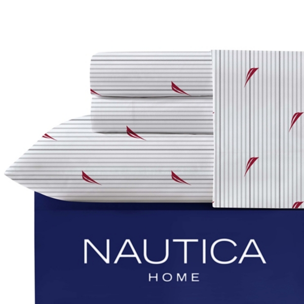 Red & Gray Audley Stripe 4-pc. Queen Sheet Set | Kirklands Home