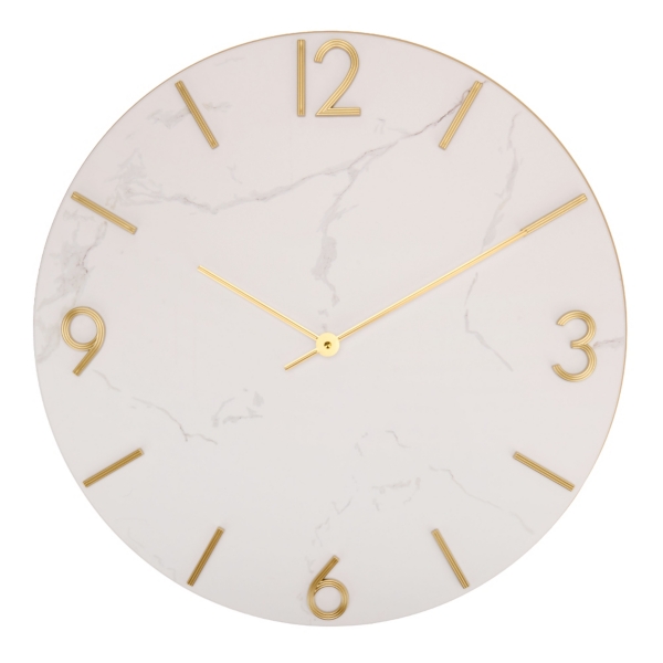 White Marble and Gold Wall Clock | Kirklands Home