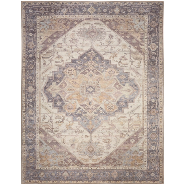 Purple & Ivory Medallion Washable Area Rug, 7x9 | Kirklands Home