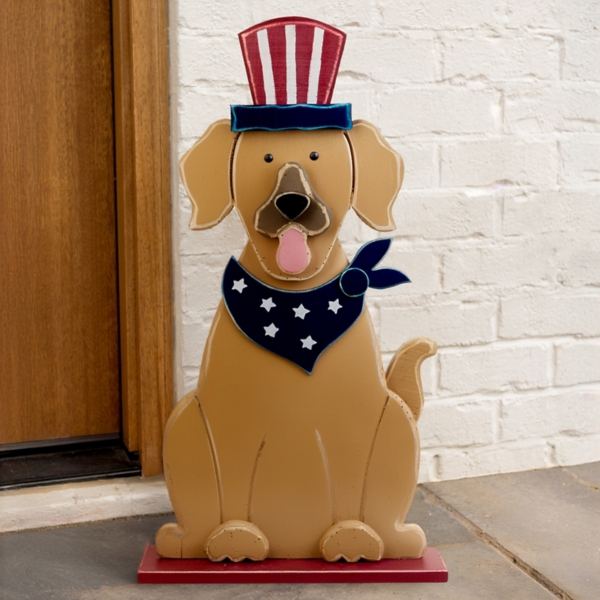 Patriotic Dog with Bandana Porch Statue | Kirklands Home