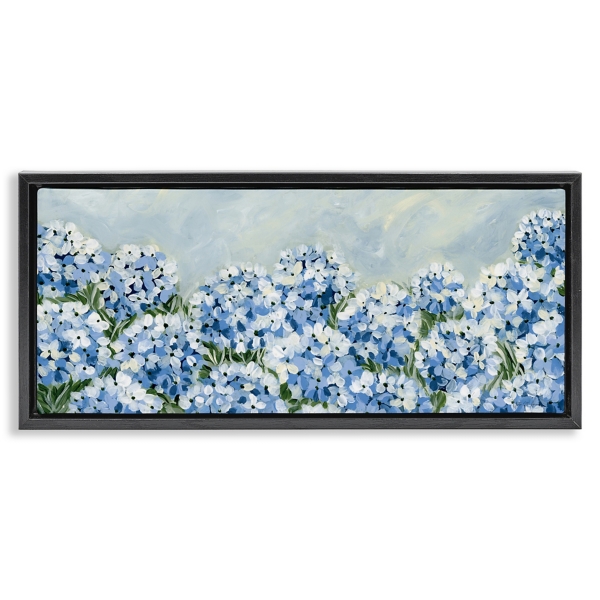 Blue Hydrangeas Black Framed Canvas Print, 25x11 | Kirklands Home
